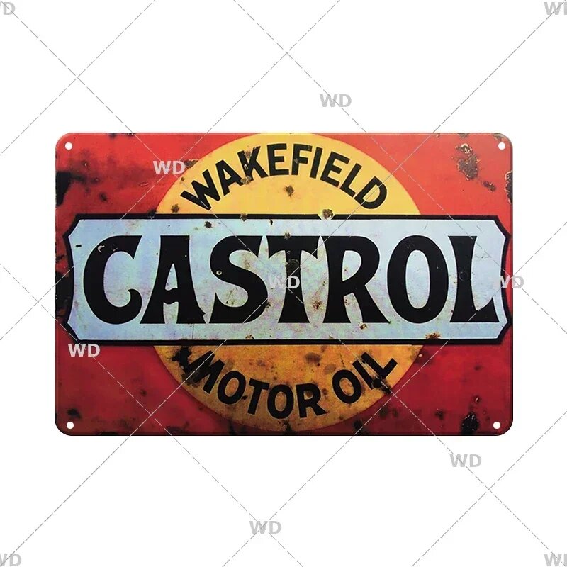 Винтажная вывеска Wakefield Castrol Motor Oil, 14x20cm, цвет 8