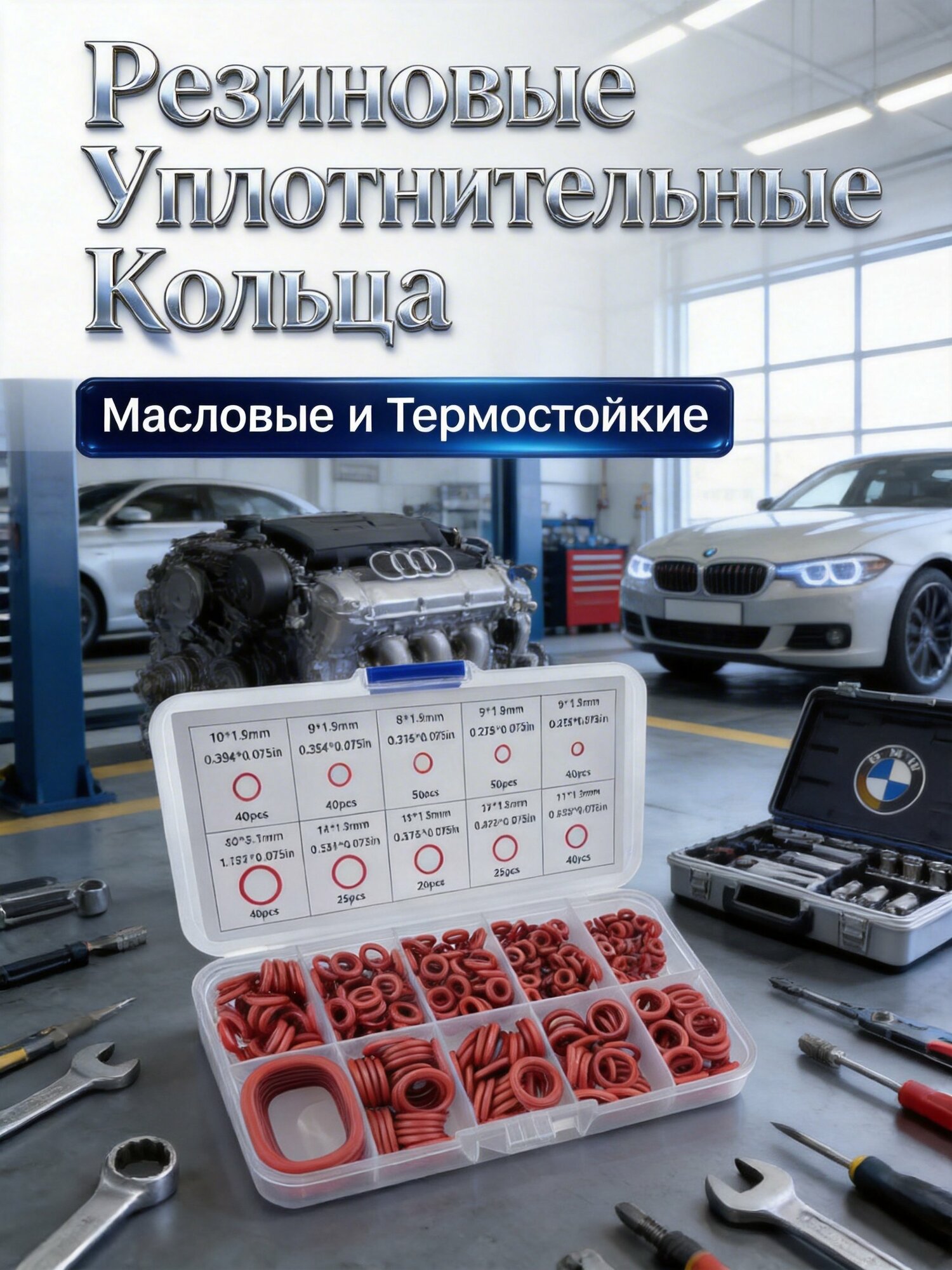 Силиконовые уплотнительные кольца и прокладки, маслостойкие и термостойкие комплект 351 шт для ремонта автомобилей и трубопроводов