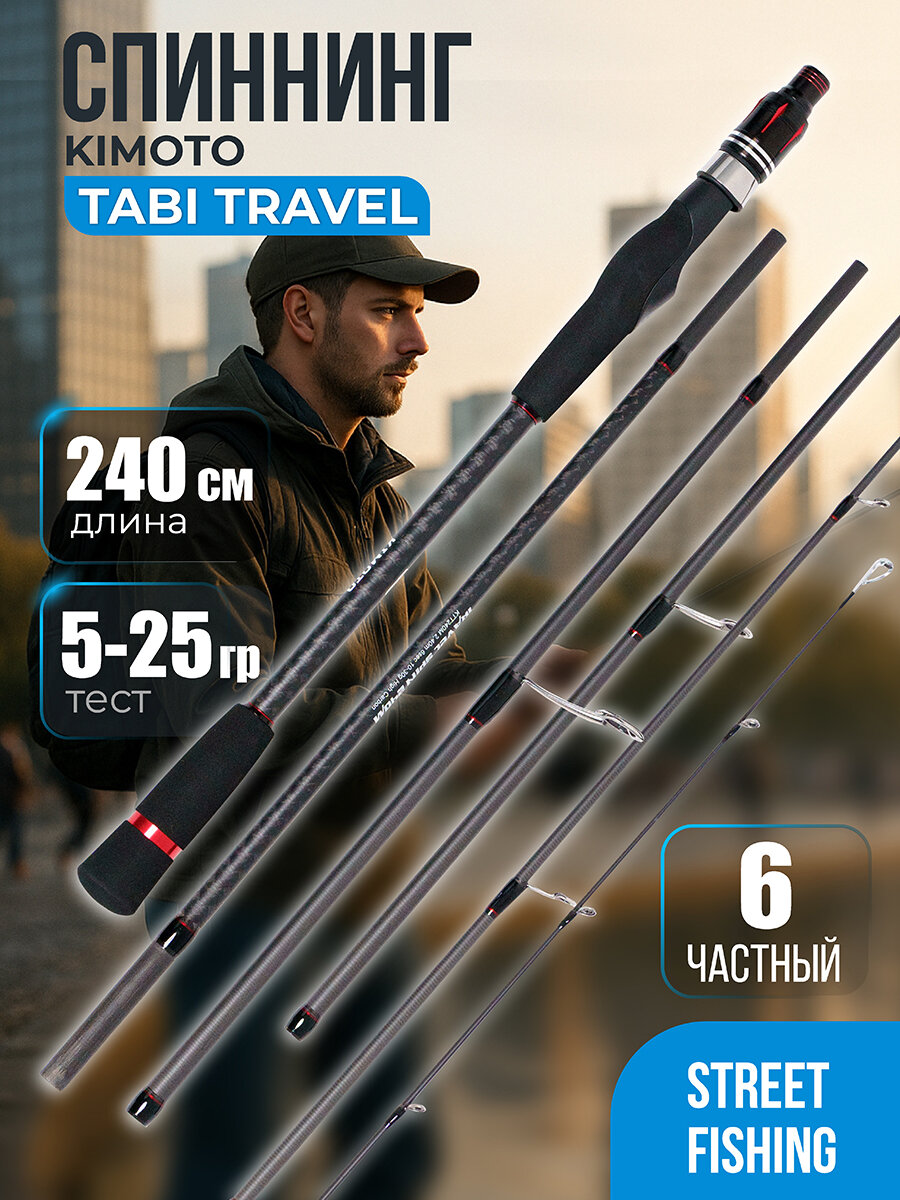 Спиннинг 6 частный, 240 см, рыболовный набор с катушкой и снастями