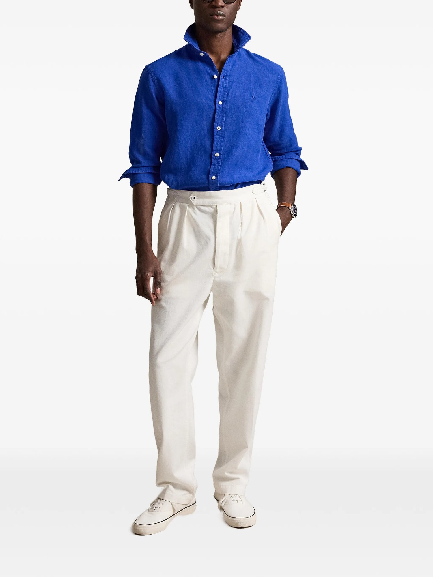 Рубашка Polo Ralph Lauren Linen shirt, размер M, blue — фото 1