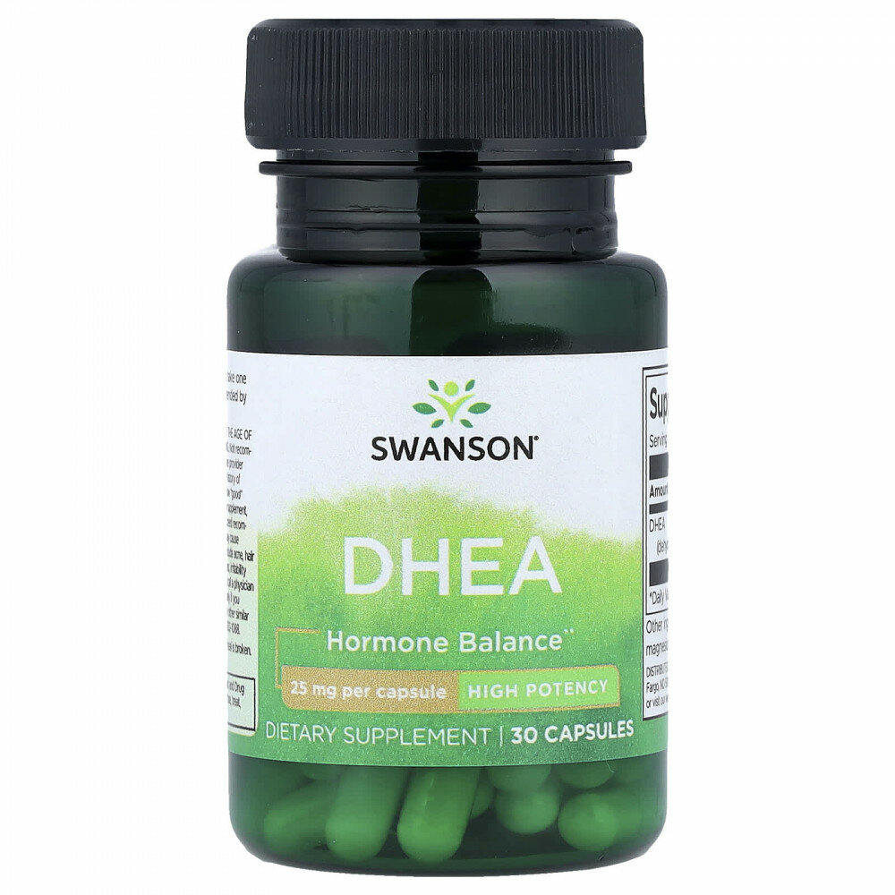 Swanson Vitamins, DHEA, высокая эффективность, 25 мг, 30 капсул