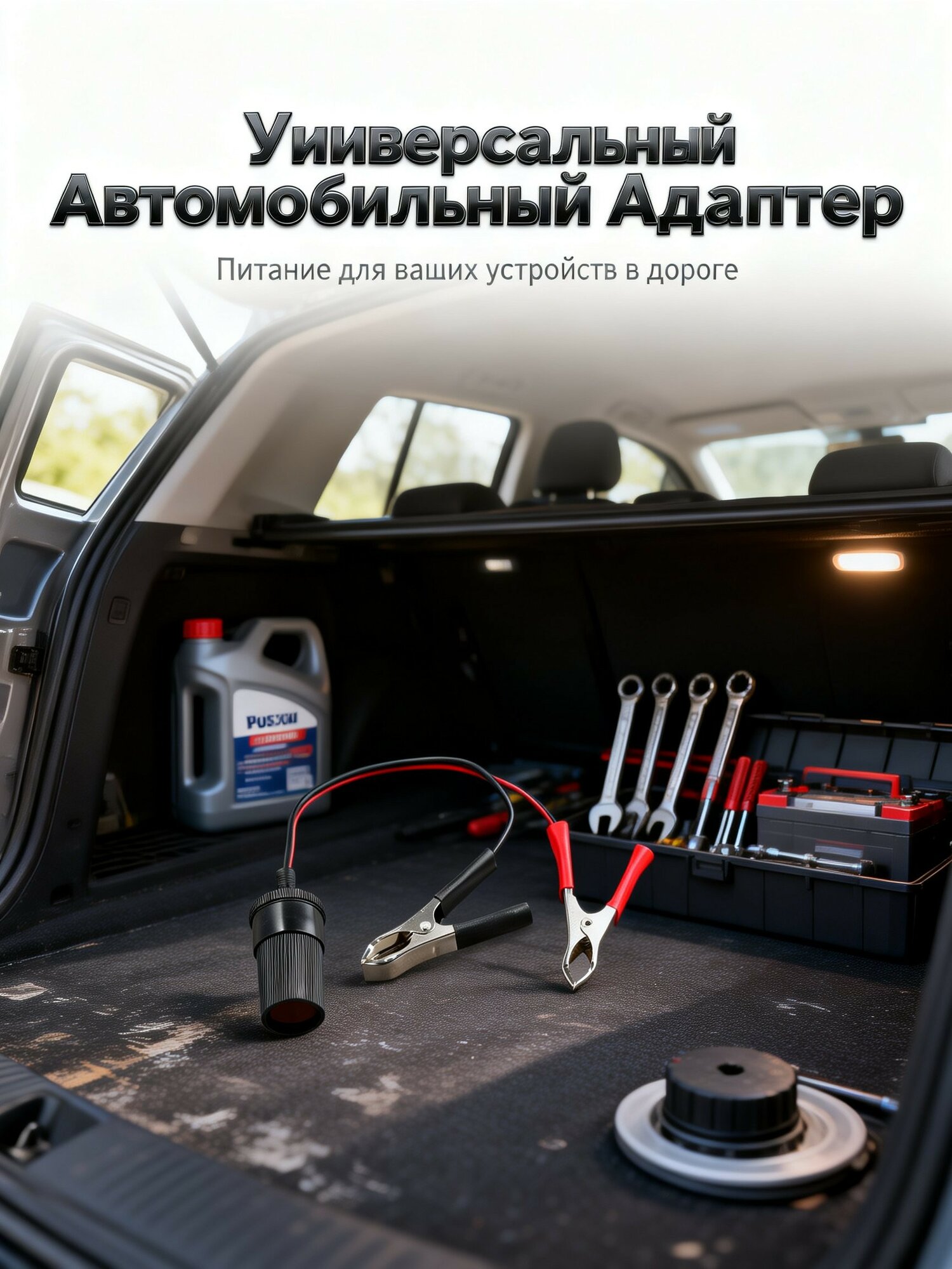 Удлинитель-переходник с клемм аккумулятора на гнездо прикуривателя, адаптер для подключения 12 В приборов в авто, лодке и кемпинге