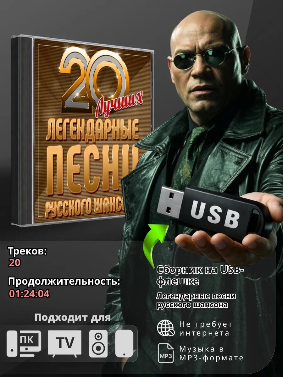 Сборник Легендарные песни шансона на USB-флешке, музыка MP3