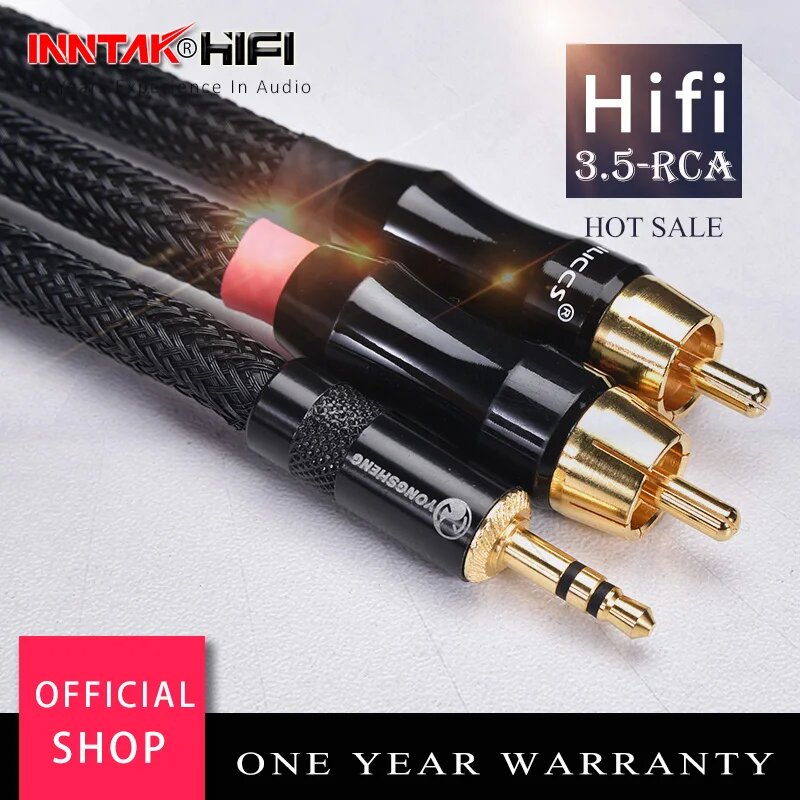 Аудиокабель 3,5 мм на 2 RCA, 50cm, HiFi 4N-OFC