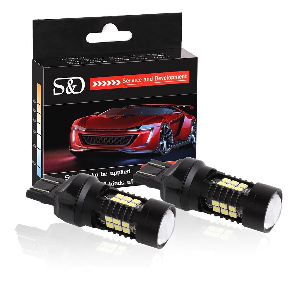 2 шт. Автомобильные LED лампы T20 7440, Желтый