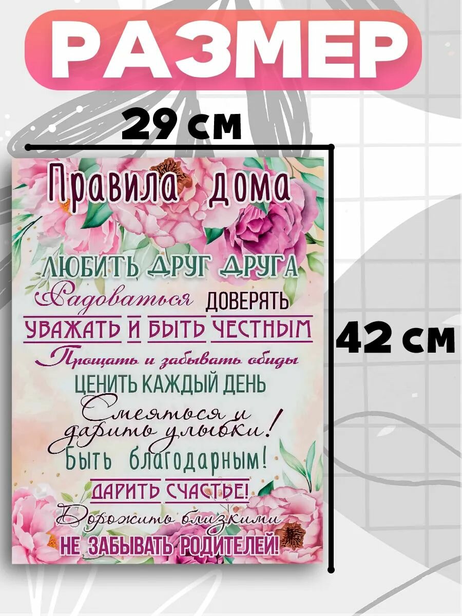 Постер на стену Правила дома, , плакат 1шт, А3 размер. — фото 1