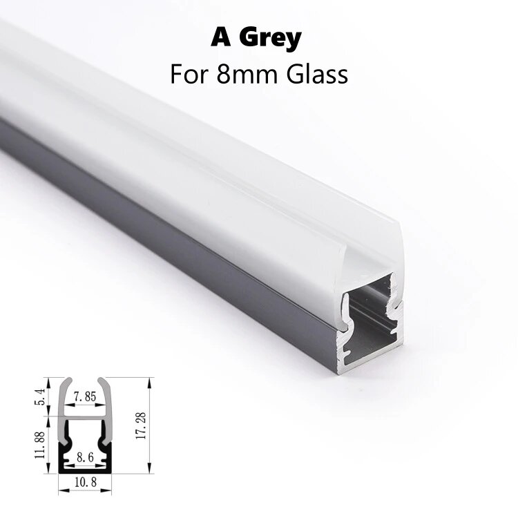 Алюминиевый профиль для светодиодов Glass Layer для стеклянных полок шкафов толщиной 5 мм, 8 мм, 10 мм, 12 мм, клипсового светодиода, подсветки витрин, барной светодиодной ленты