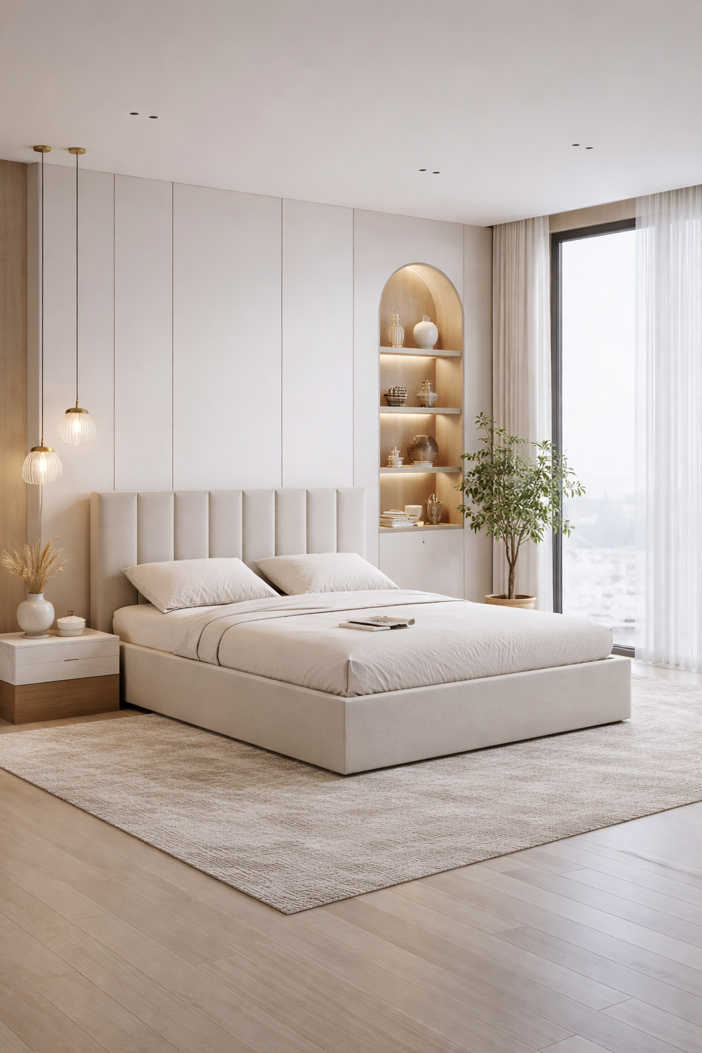 Двуспальная кровать Аврора, с подъемным механизмом, светло бежевый велюр , 160х200 см, Fansa