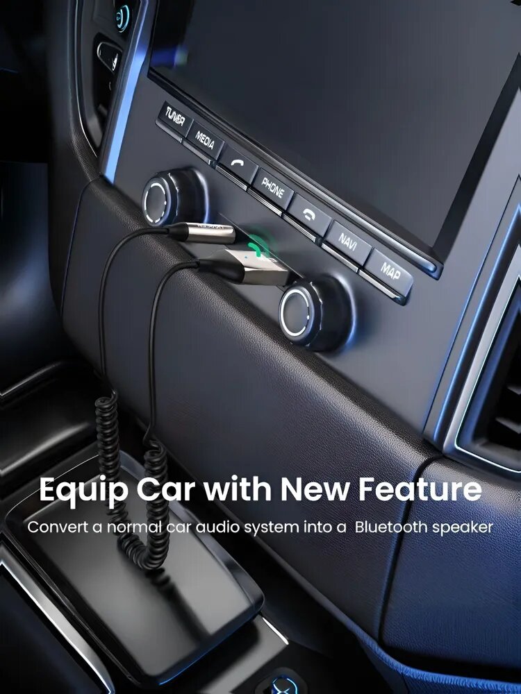 Автомобильный Bluetooth 5.3 адаптер UGreen USB-AUX / Блютуз адаптер для авто