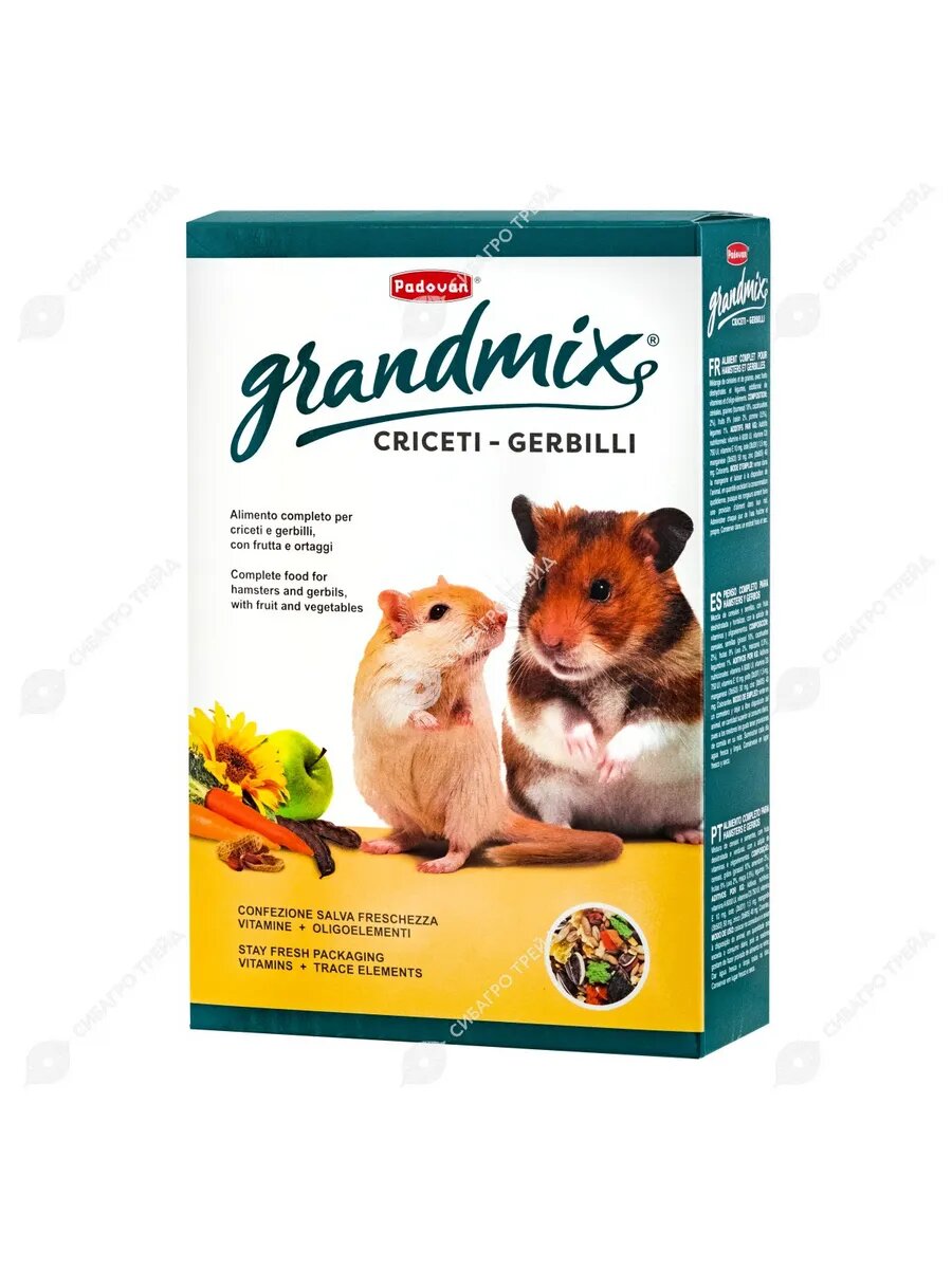 Корм Padovan "Grandmix", для хомяков/песчанок, с овощами/фруктами, 1000 г