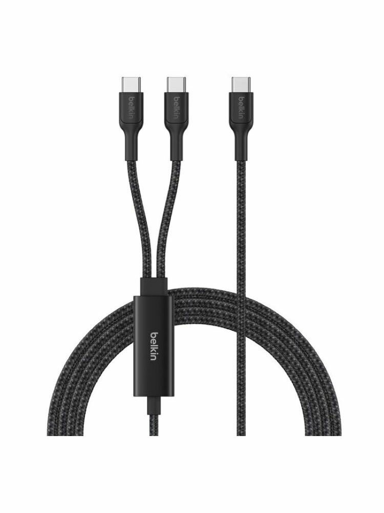 Кабель двойной Belkin BoostCharge Pro 2-in-1 140W USB-C - USB-C Braided Dual Charging Cable. Длина: 1,5м. Цвет: черный