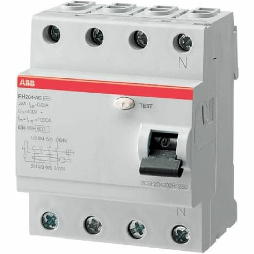 Выключатель диф. тока ABB 4мод. FH204 AC-63/0,3 2CSF204003R3630