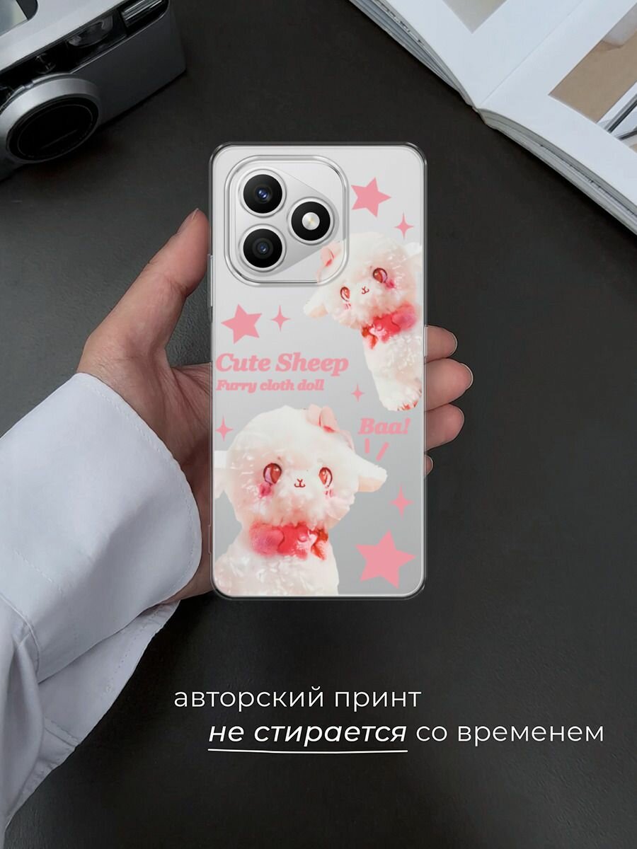 Чехол на Honor X8d / Хонор X8d с принтом Cute sheep 2, прозрачный — фото 1