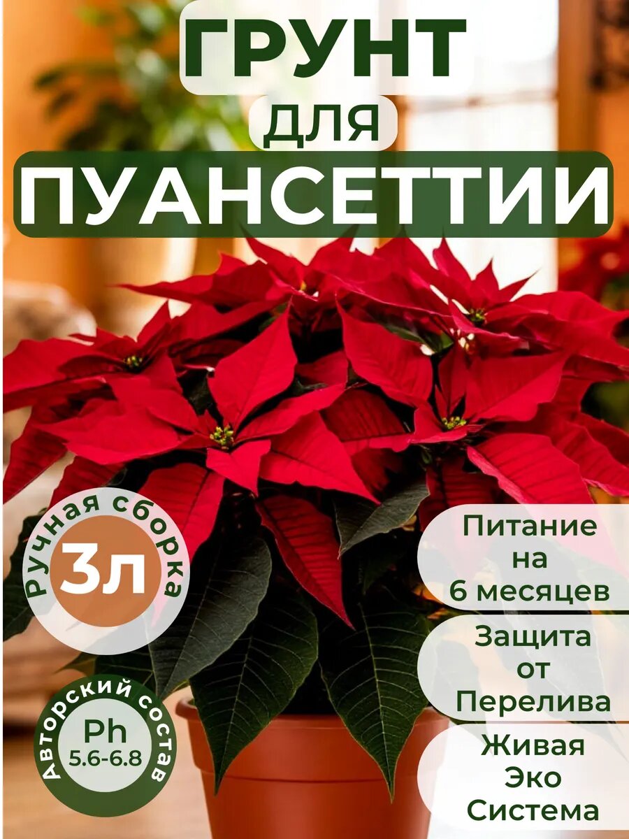 Готовый авторский грунт для Пуансеттии , премиум 3 литра