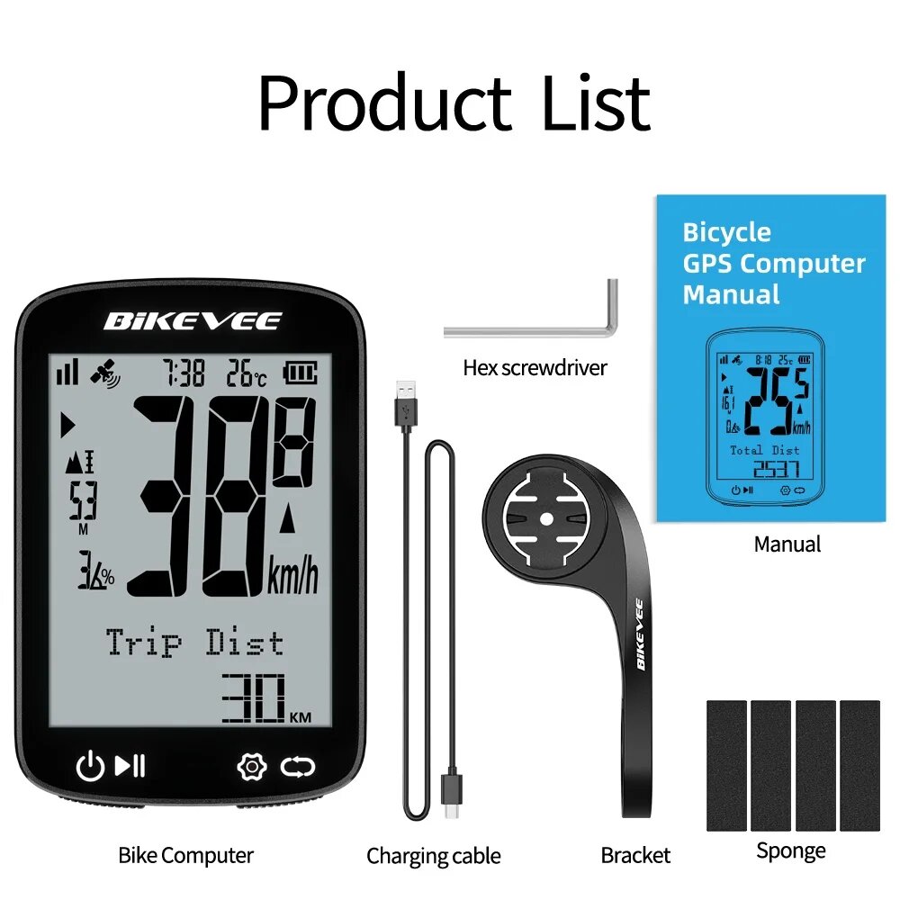 Bikevee GPS велокомпьютер, BKV-3509-B, черный