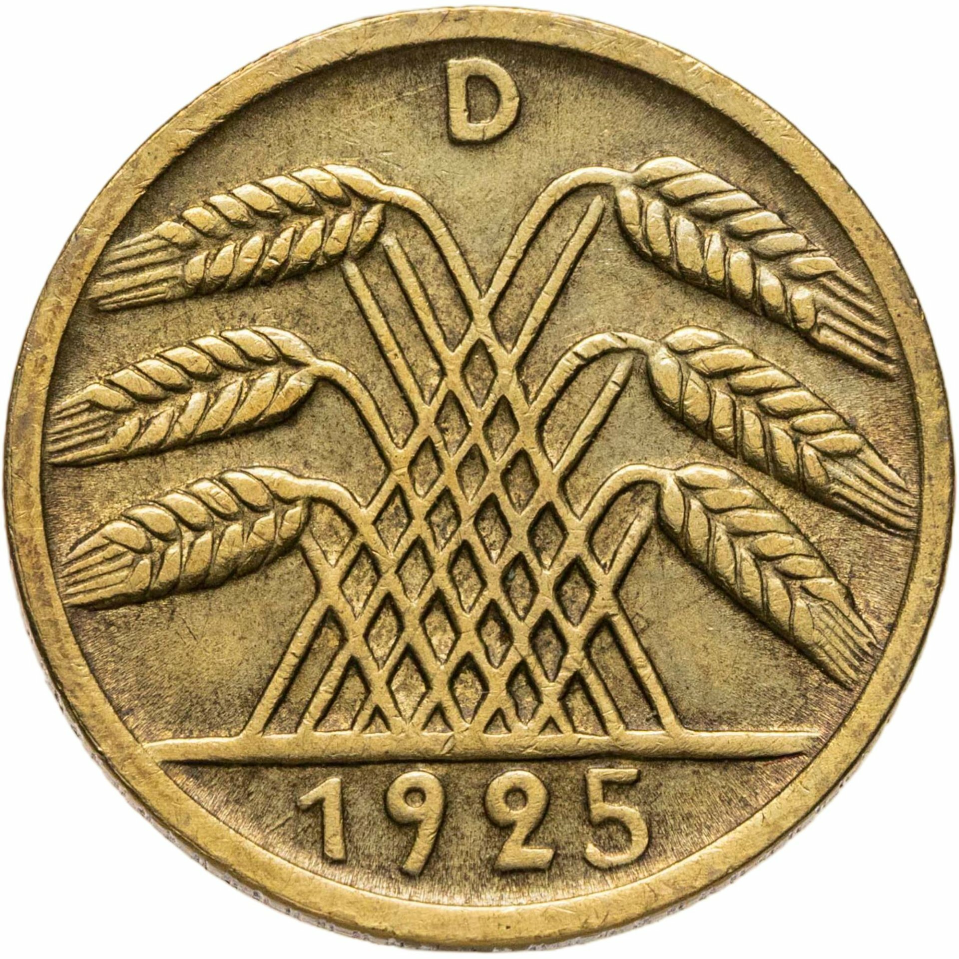 Германия 5 рейхспфеннигов (reichspfennig) 1925 D знак монетного двора "D"  — Мюнхен