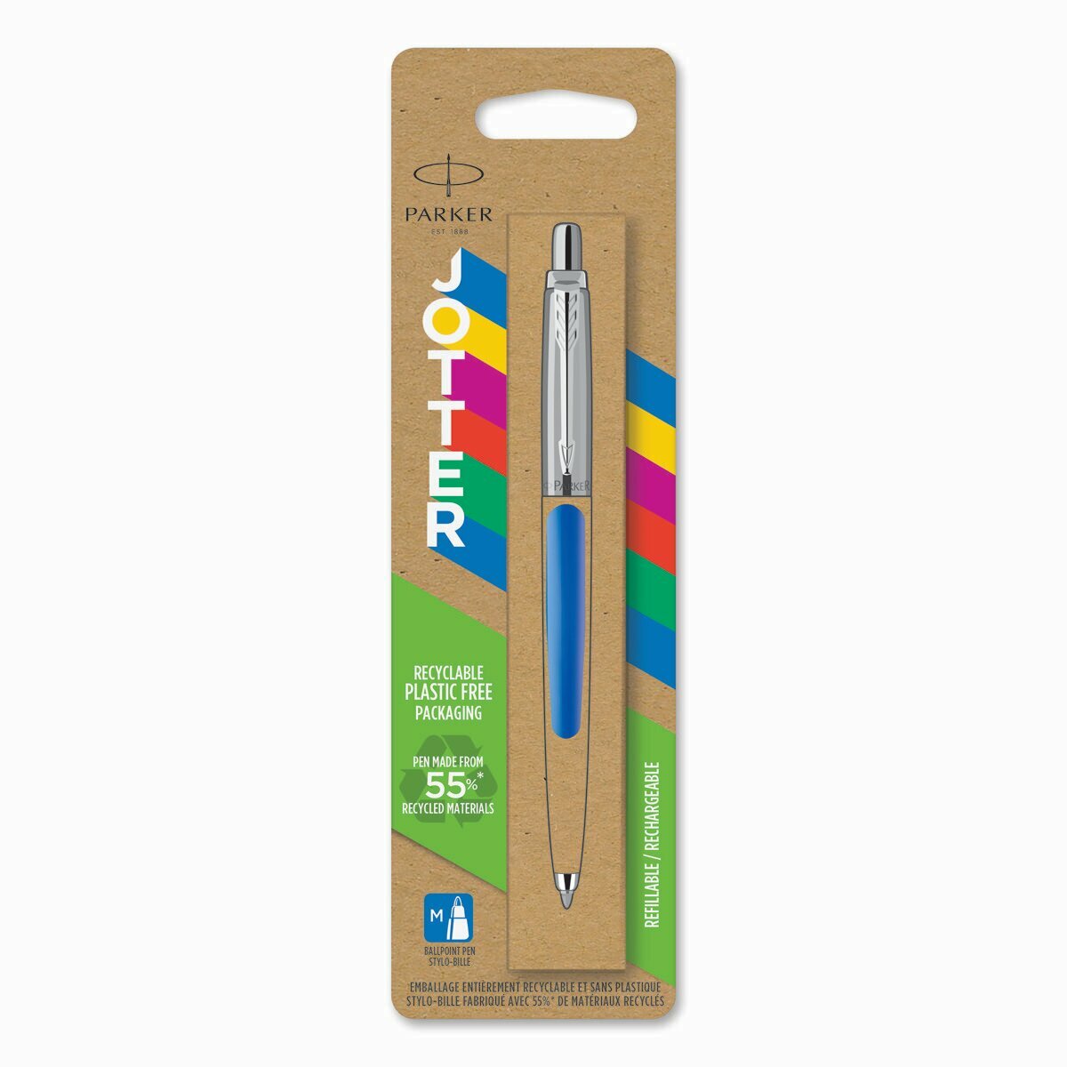Ручка шариковая PARKER "Jotter Orig Blue", корпус синий, детали хром, блистер, синяя