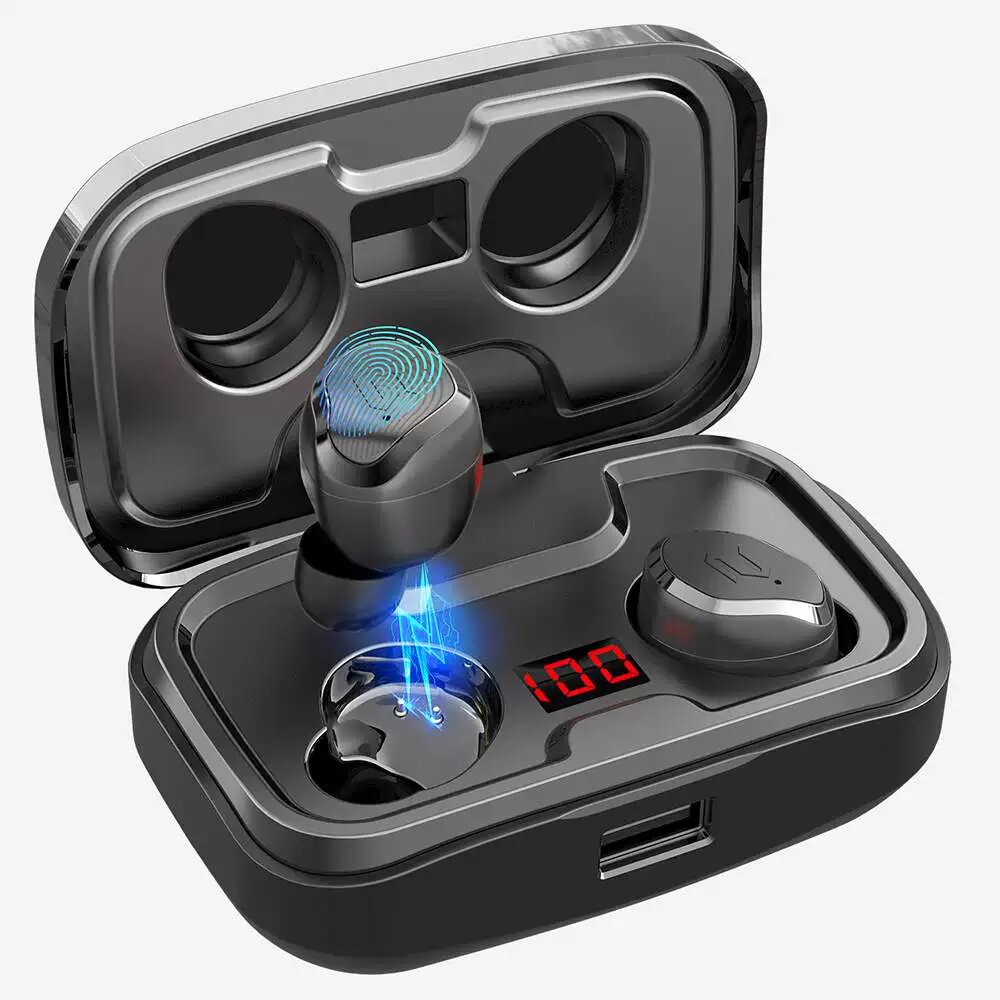 TWS-S8 улучшенные беспроводные наушники Bluetooth премиум-звук двойная система черный цвет высокая комплектация