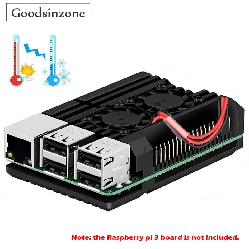Goodsinzone Корпус для Raspberry Pi 3 с вентиляторами — фото 1