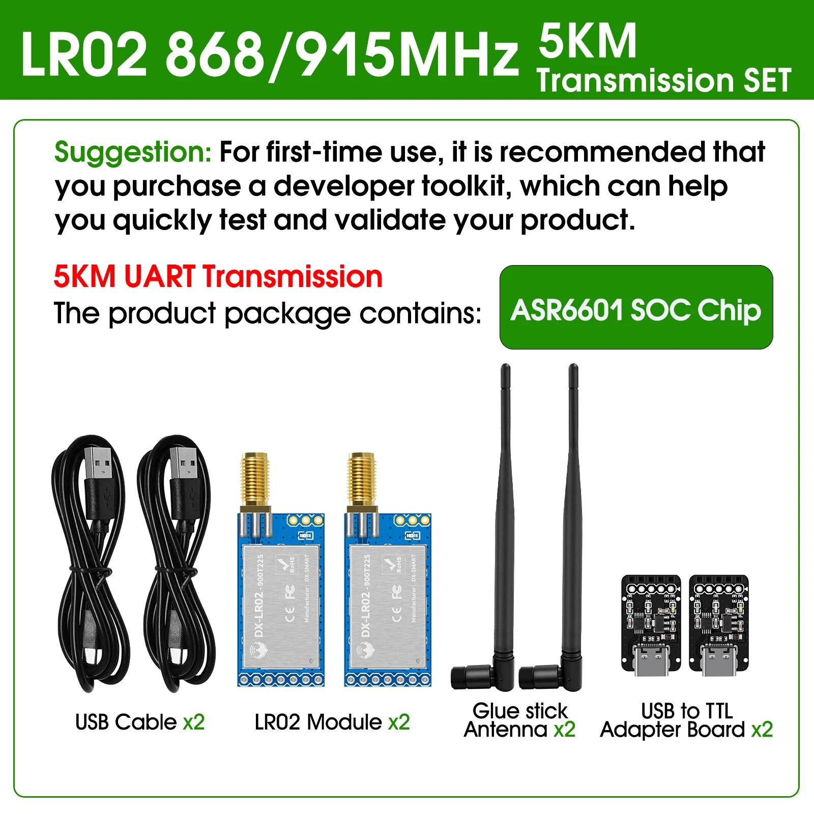 LR02 868/915MHz LoRa модуль 5km Transmission Set