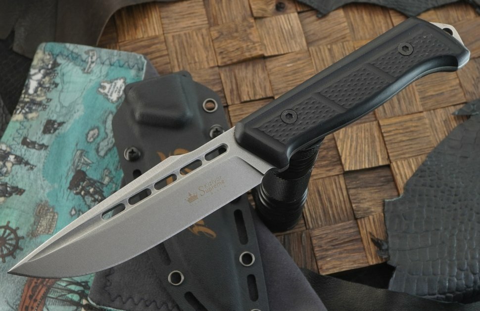 Нож Kizlyar Supreme Baikal, сталь D2, SW, рукоять черный G-10