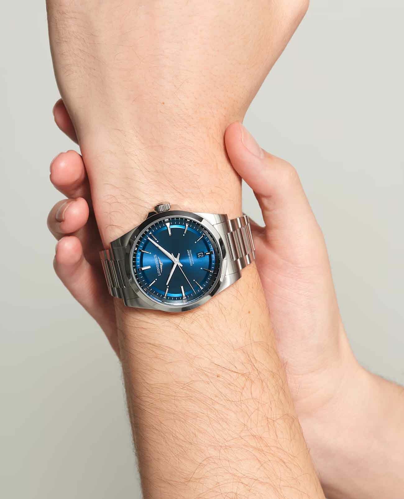Наручные часы LONGINES, серебристый/синий — фото 1