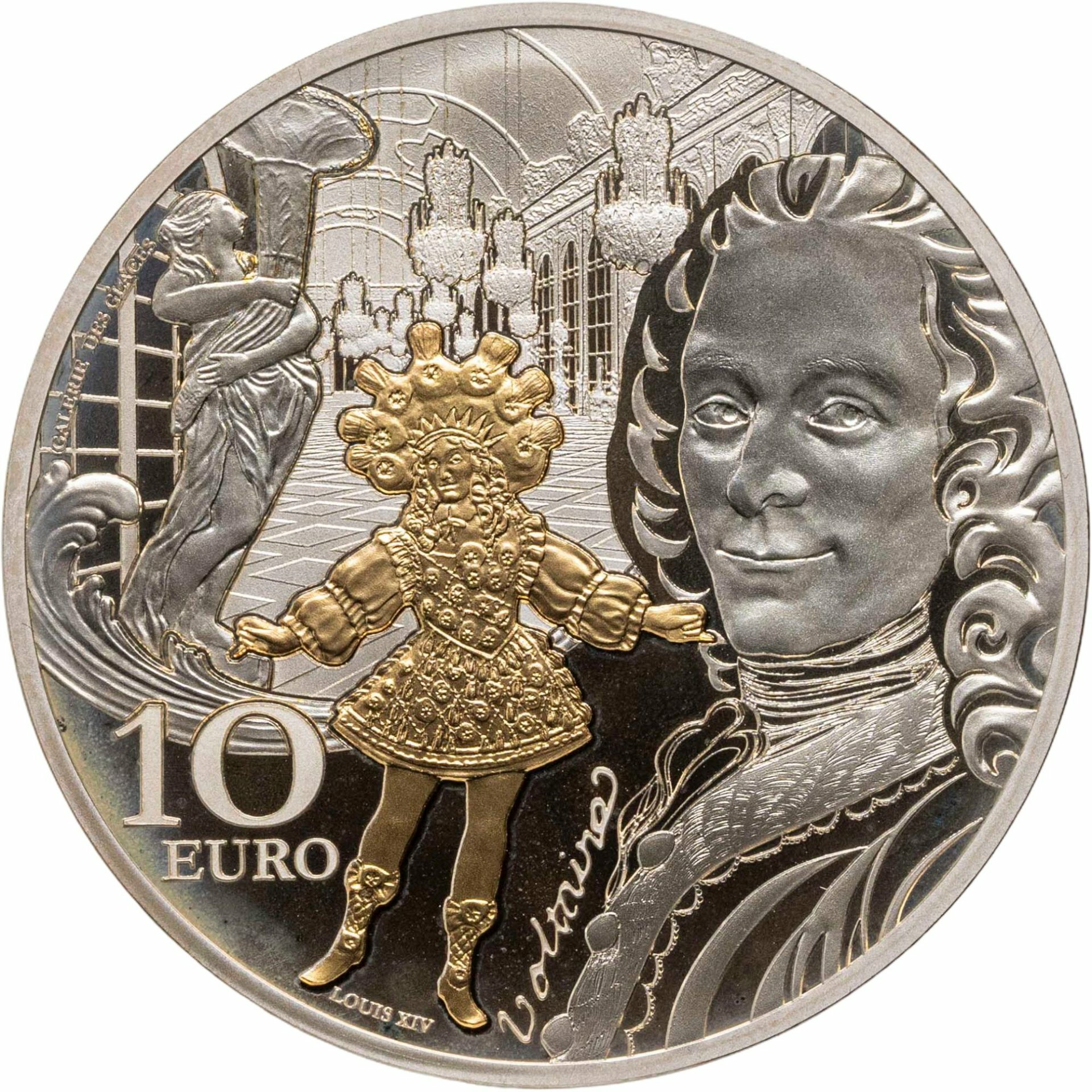 Франция 10 евро 2018 "Эпоха барокко и рококо - Людовик XIV", Серебро 900, в сохранности Proof