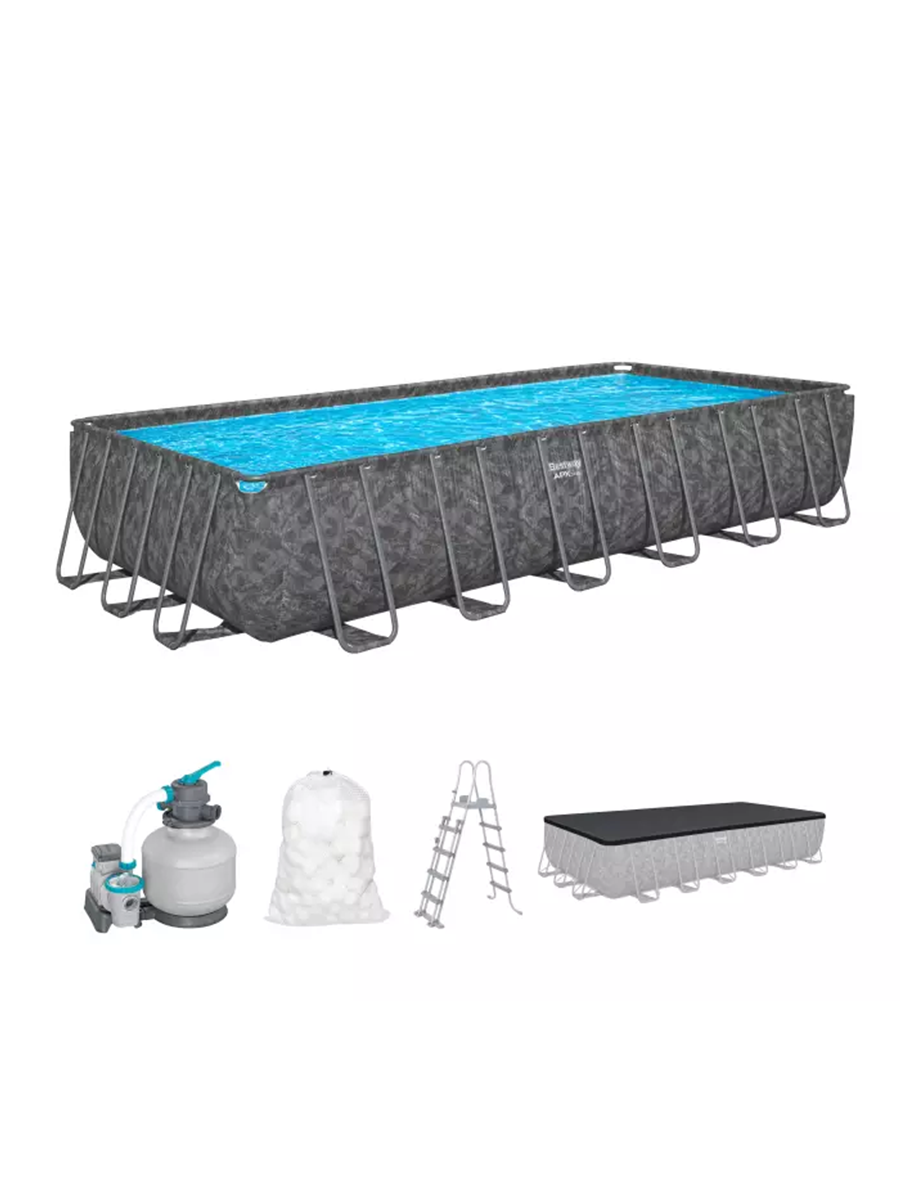 Каркасный прямоугольный бассейн Bestway 732х366х132см APX 365 31805л (561KG BW) темный мрамор/голубой
