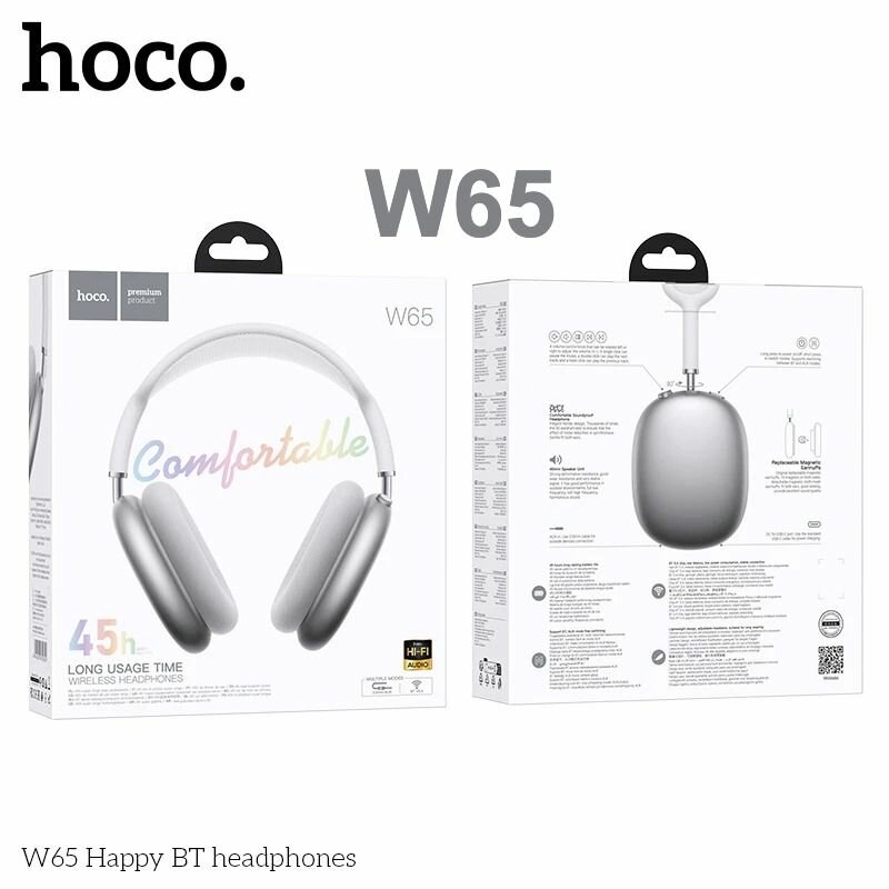 HOCO W65 Bluetooth 5.4 Над ухом Большие наушники Hifi