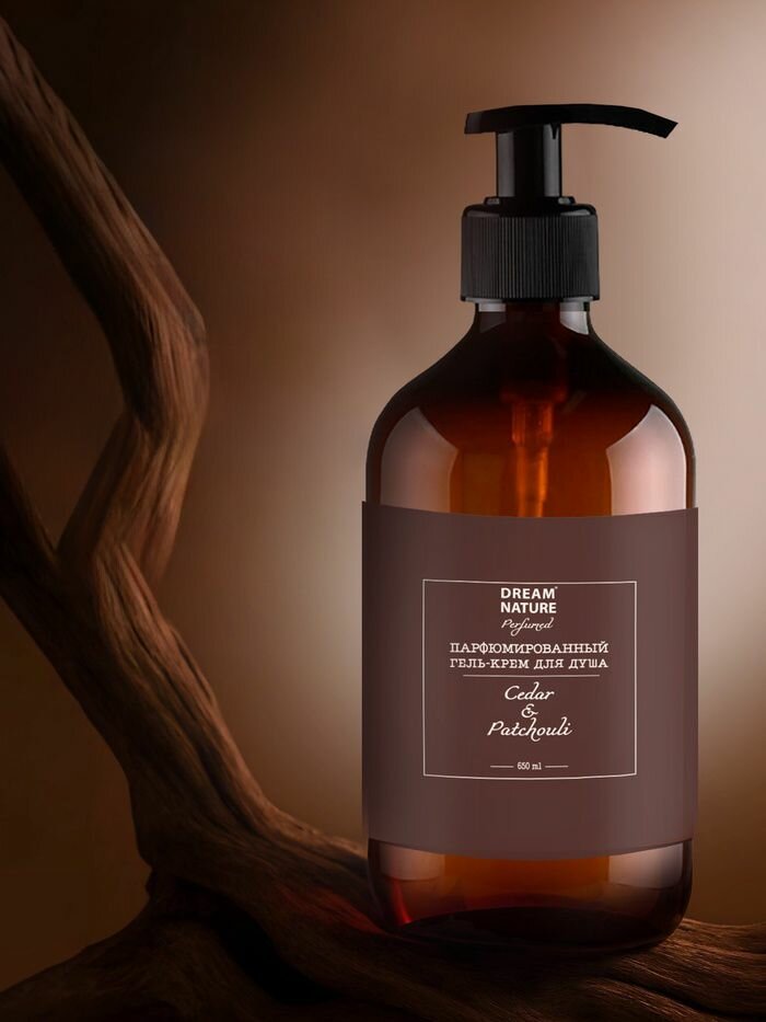 Гель-крем для душа DREAM NATURE парфюмированный Cedar&Patchouli, аромат кедр и пачули, 650 мл