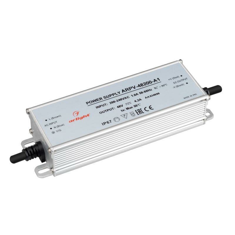 Блок питания ARPV-48200-A1 48В 4.2А 200Вт IP67 металл Arlight 034690