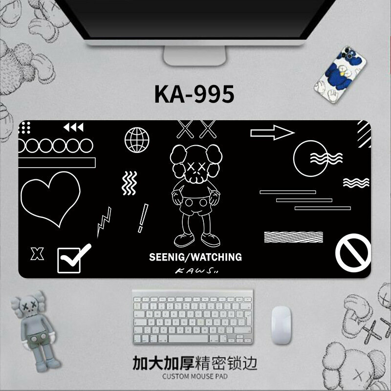 Коврик для мыши Kaws "Улица Сезам", игровой коврик, утолщенный креативный нескользящий коврик с фиксацией по краям, настольный коврик 40*90*0.3 см