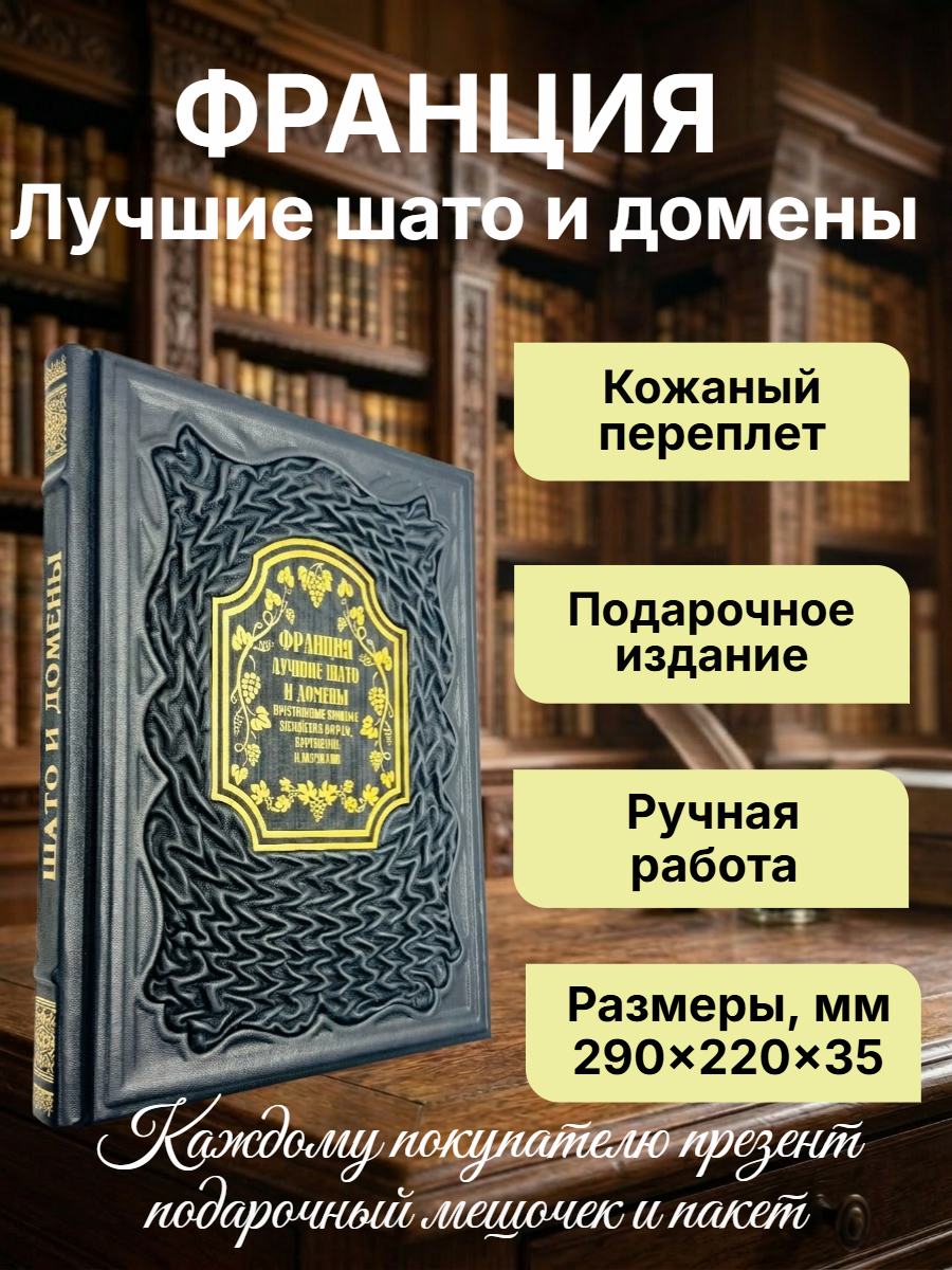 Франция. Лучшие шато и домены. Престижные винные хозяйства Бордо, Бургундии и Шампани. Книга в кожаном переплете