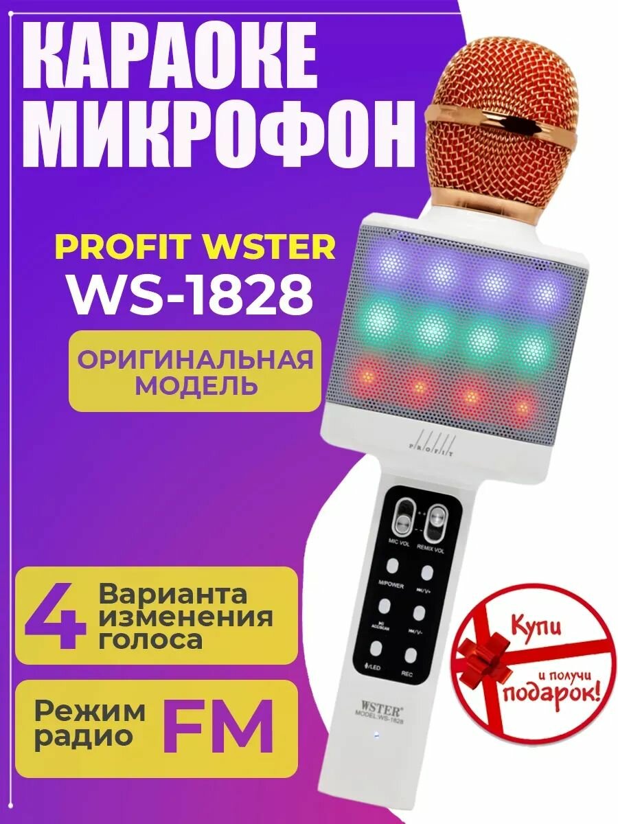 Детский караоке микрофон с блютузом