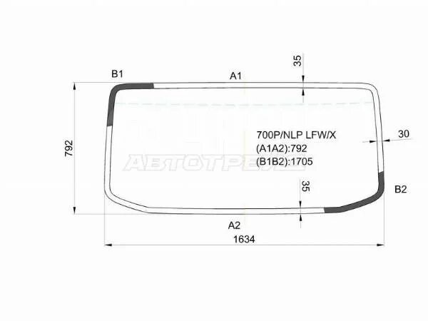 Стекло лобовое в клей ISUZU 700P/NLP/NLR/ 3.5 S (с