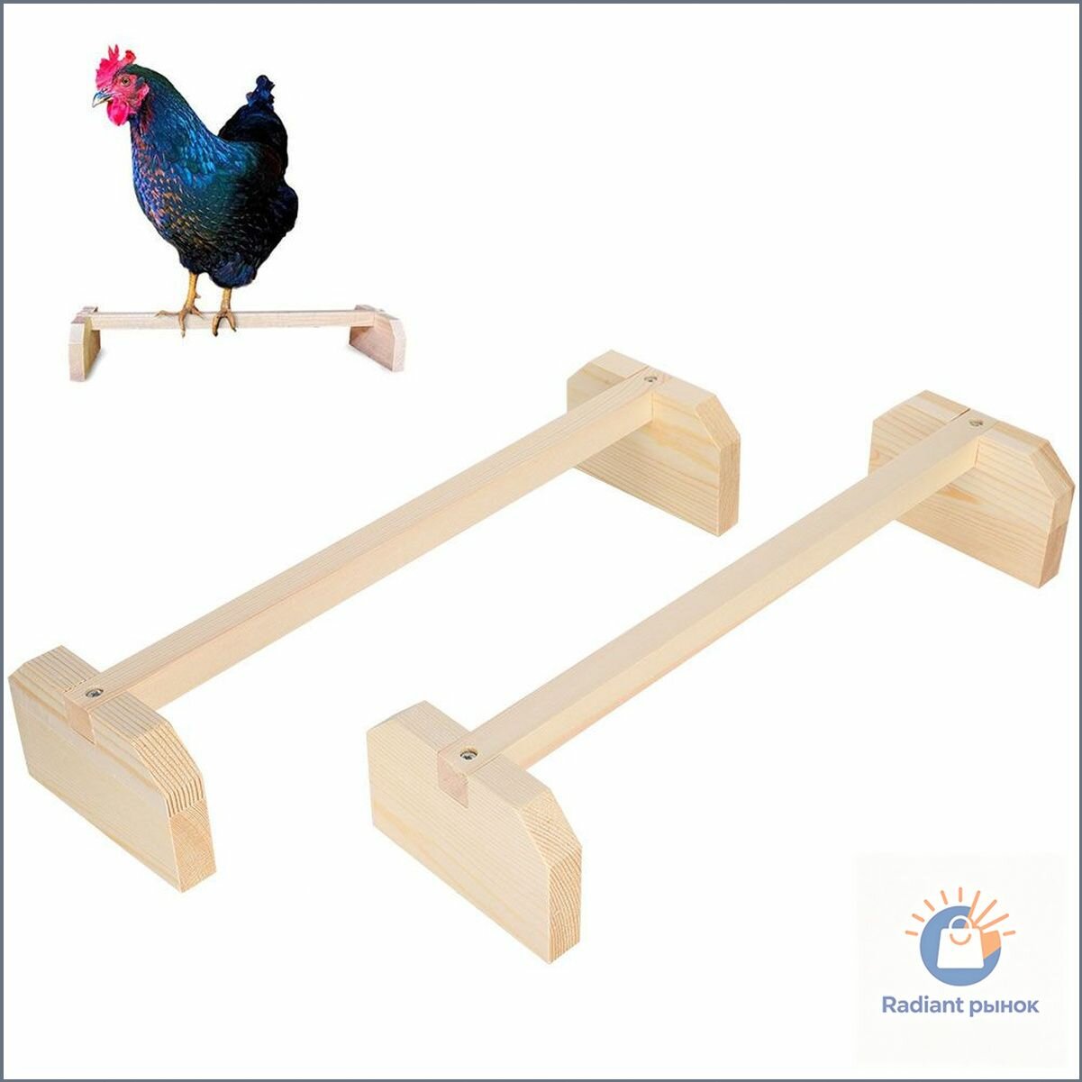 2 пcs Деревянная наседа для кур и петухов Large Bird Stand для тренировки домашних птиц, натуральный товар для животных, размер 40 x 12 x 8 см, материал дерево с толстым стержнем