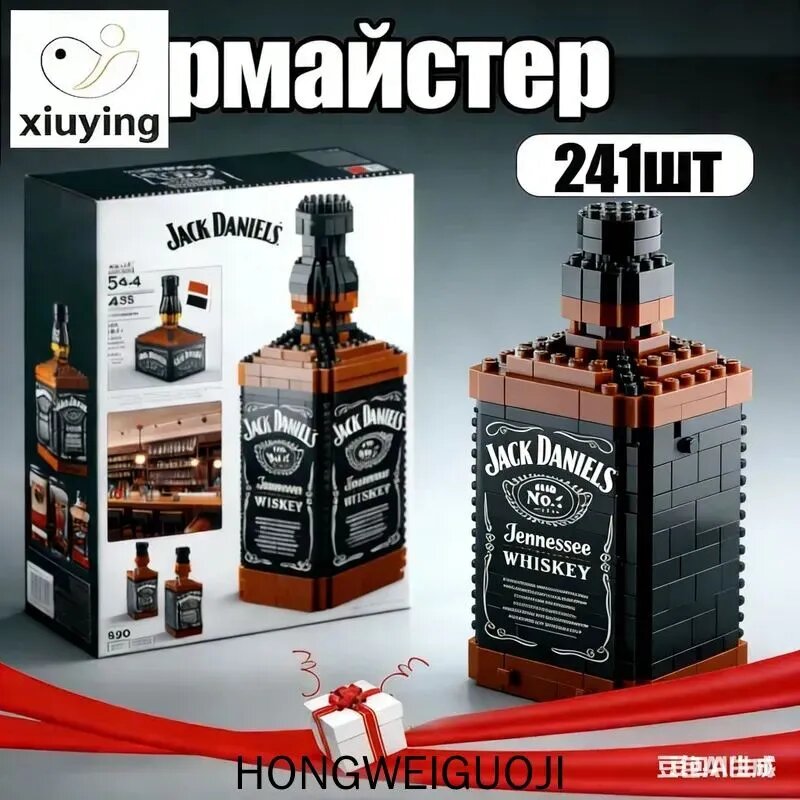 Конструктор виски бутылка 200 деталей ABS пластик цвет красный