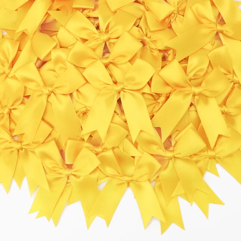 Желтые атласные банты 50 шт, Lemon Yellow