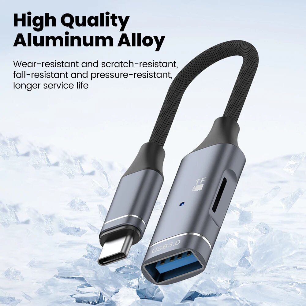 Адаптер OTG 2-в-1 Type-C На USB, Кардридер Для TF-карт, Многофункциональный Кабель Для Type-c Silver