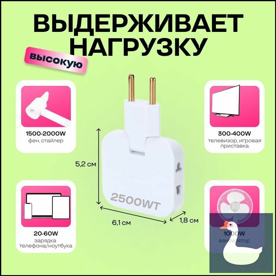 Премиум плоский тройникразветвитель для розетки jietu