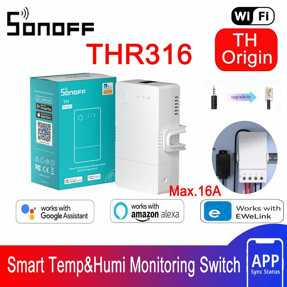 WiFi Реле Sonoff THR316 Origin (Работает с Алисой) умное реле для Алисы для умного дома