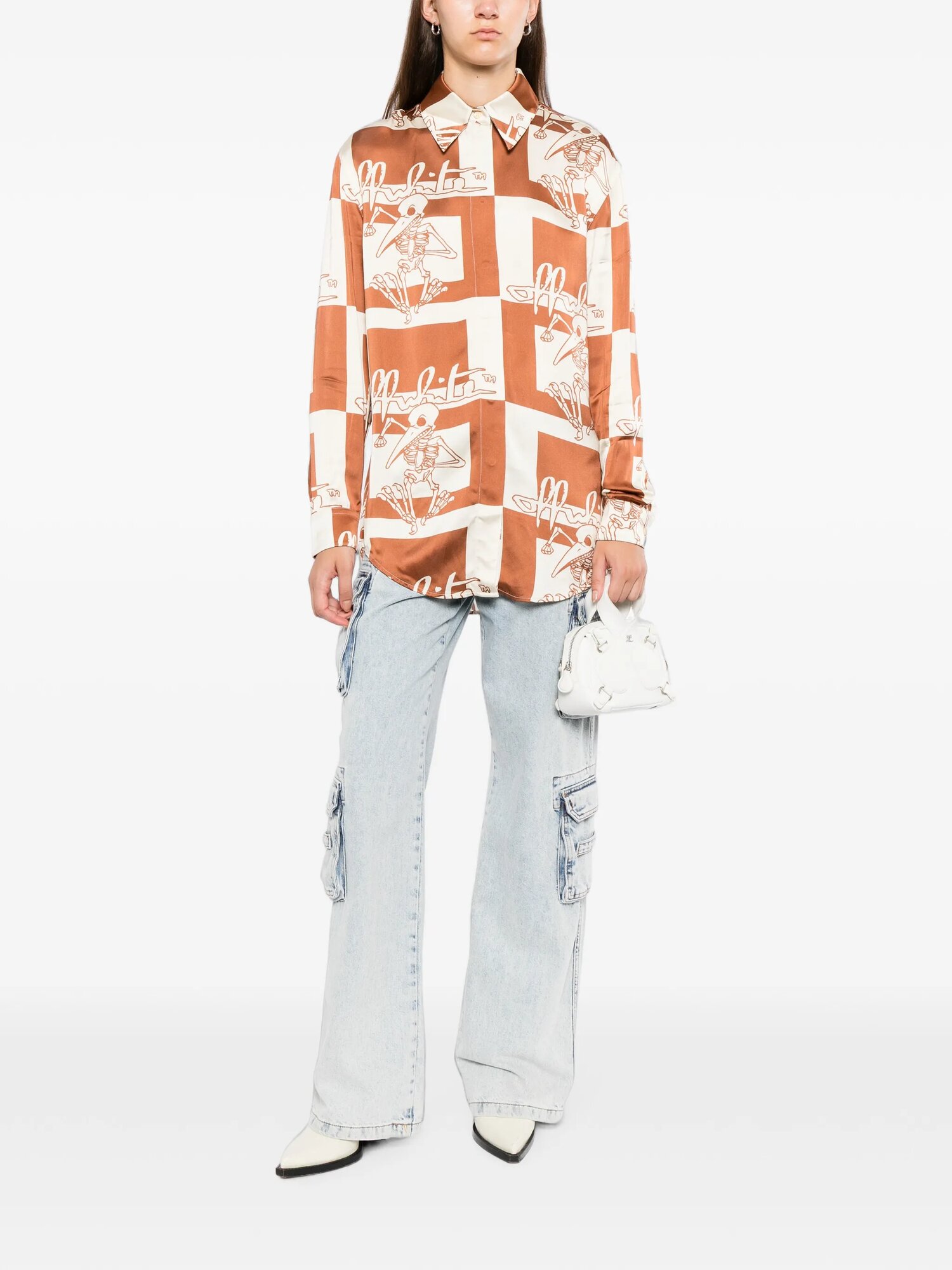 Рубашка Off-White Check-pattern skeleton-print shirt, размер 42 — фото 1