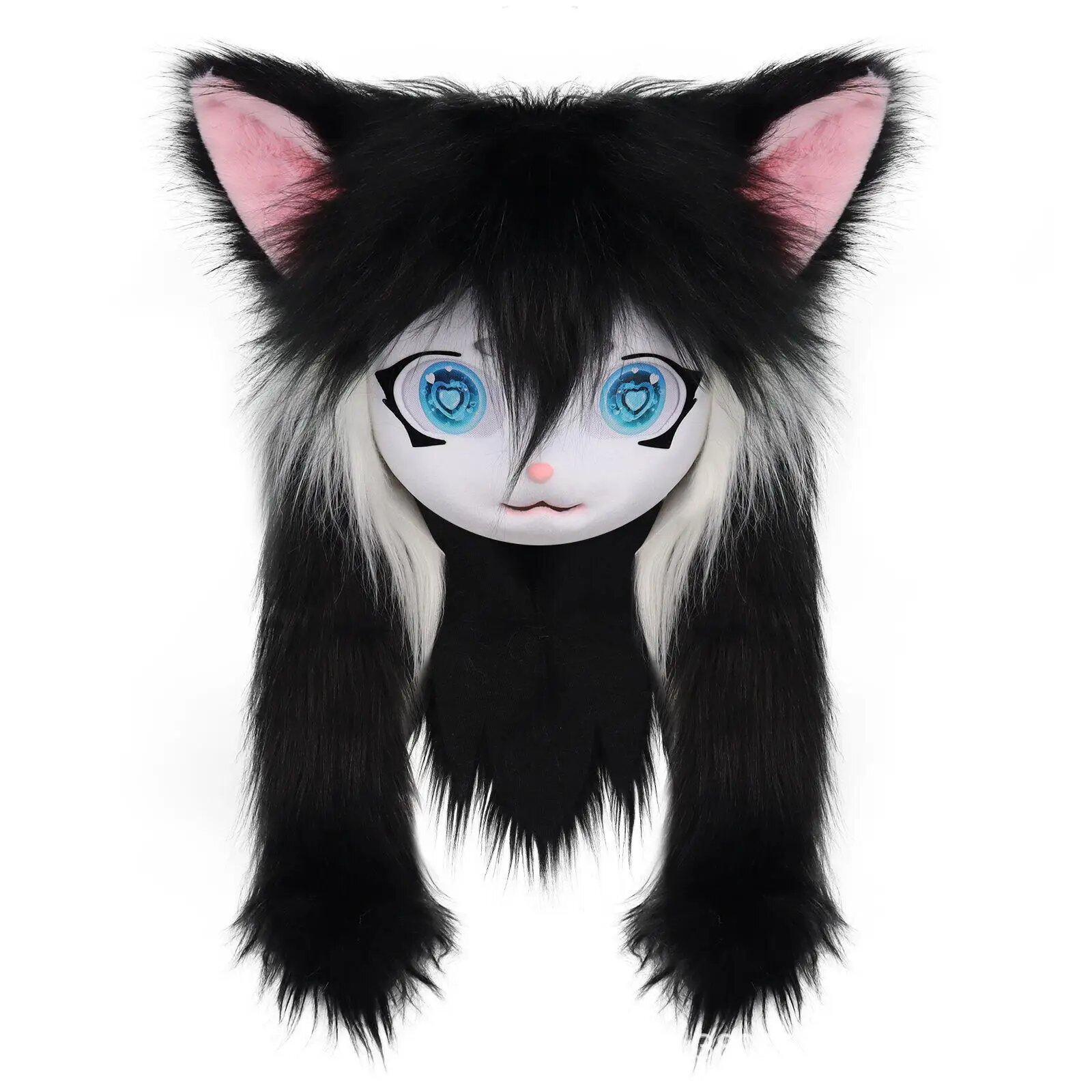 Костюм-маска Furry Kig, искусственный мех Черный, black and white