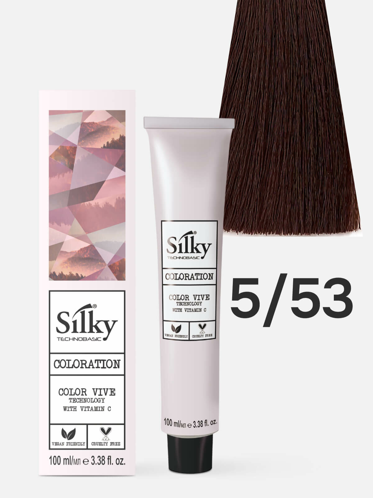 Крем - краска для волос профессиональная Silky Color Vive/Ultralift 5/53 Светлый каштановый Какао, 100 мл