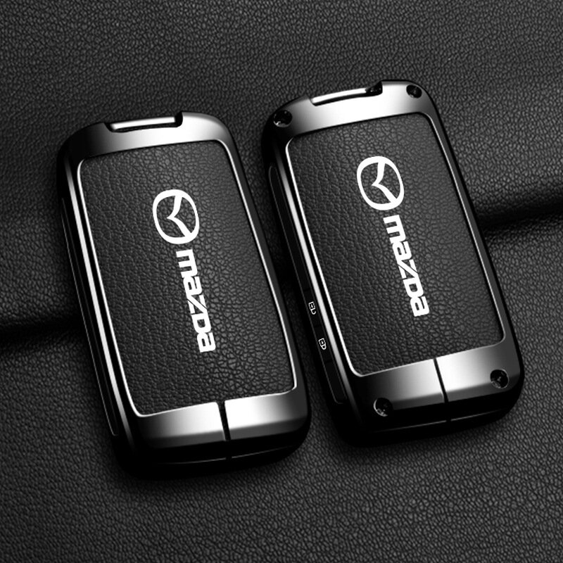 Чехол для ключей Mazda 3 B-Тип с козьим рисунком, полная защита, черный кожаный чехол для 2-кнопочных ключей