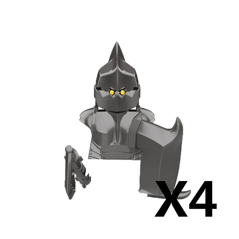 BRICKPANDA Средневековые рыцари и орки строительные блоки пластик 14+ Серый, XP434-4PCS