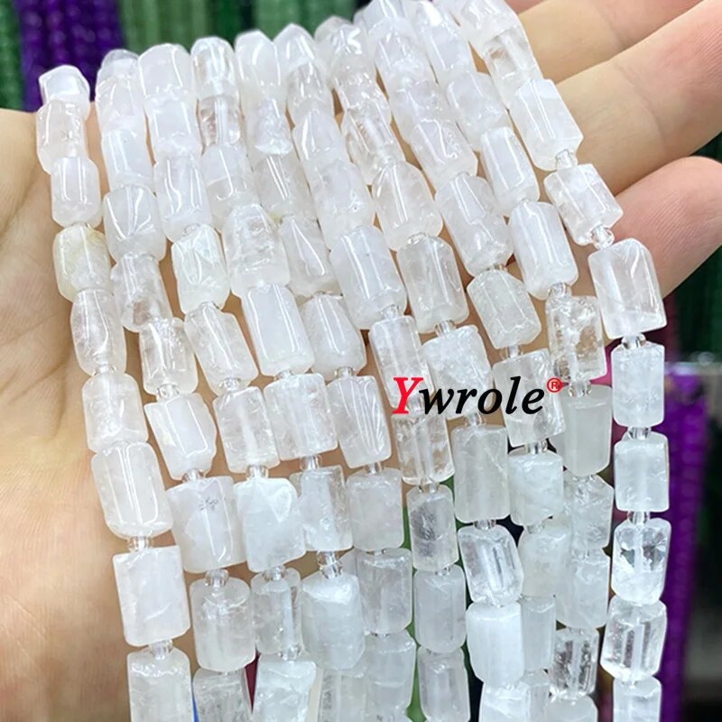 YWROLE Желтые цитриновые бусины 7-8 мм для бижутерии Белый, 18-19cm 13-15pcs, milk white crystal
