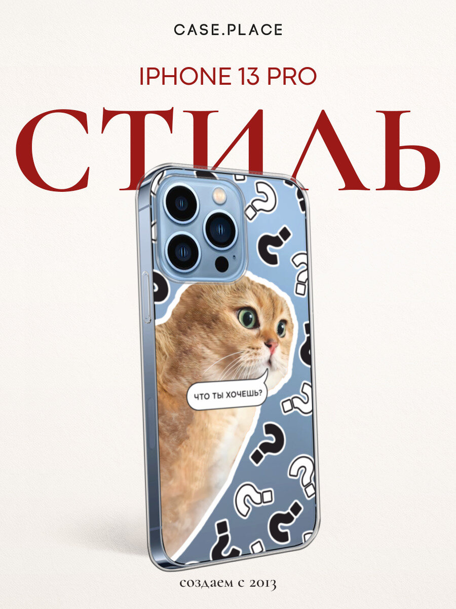Чехол на Apple iPhone 13 Pro / Айфон 13 Pro с принтом С котом парный, прозрачный