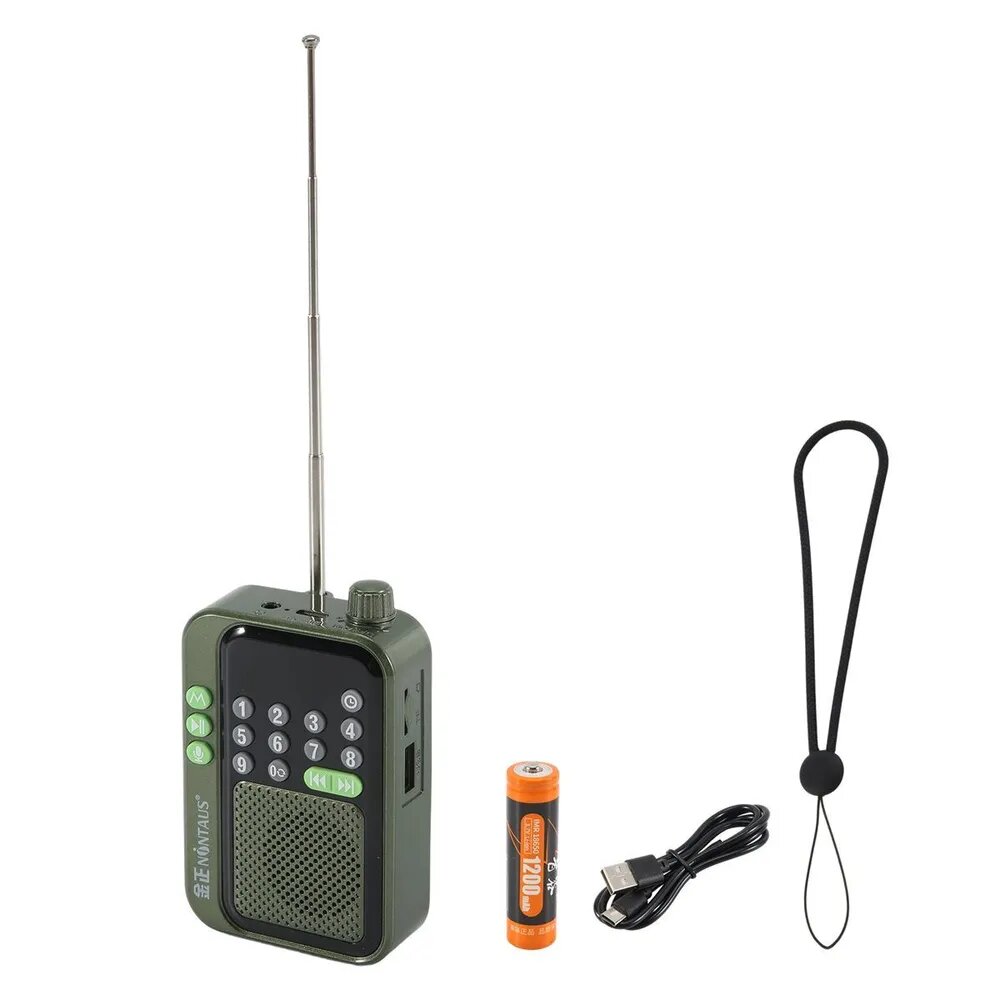 C90 Мини Карманный FM Радиоприемник Цифровой с USB, Аккумулятор, Зеленый