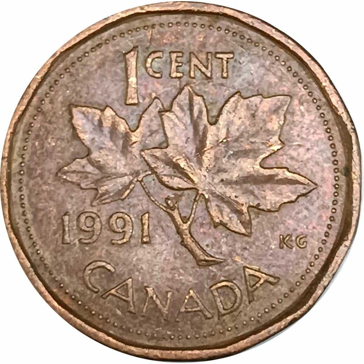 1 цент 1991 Канада из оборота